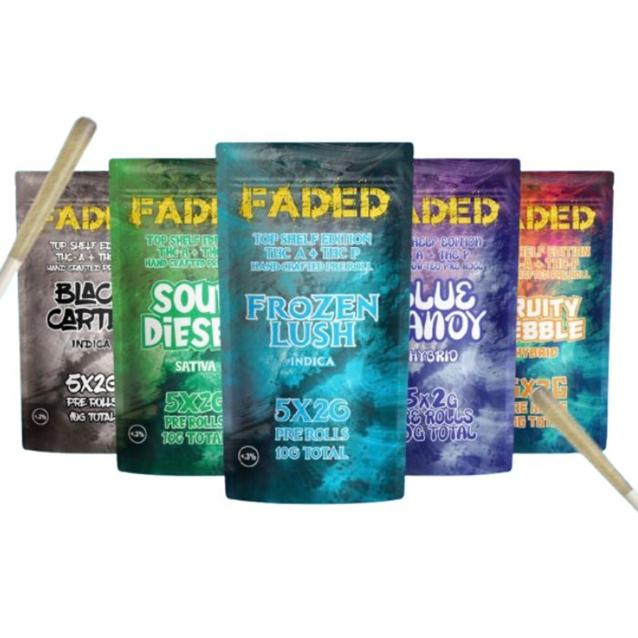 Faded Top Shelf Edition Pre Rolls Blue Candy Hybrid 5 x 2gram pre rolls ...